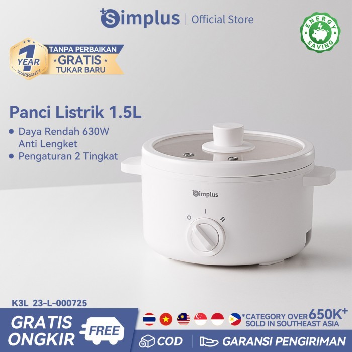Jual SIMPLUS PANCI LISTRIK SERBAGUNA LOW WATT 1.5L LAPISAN KERAMIK PANCI | Shopee Indonesia