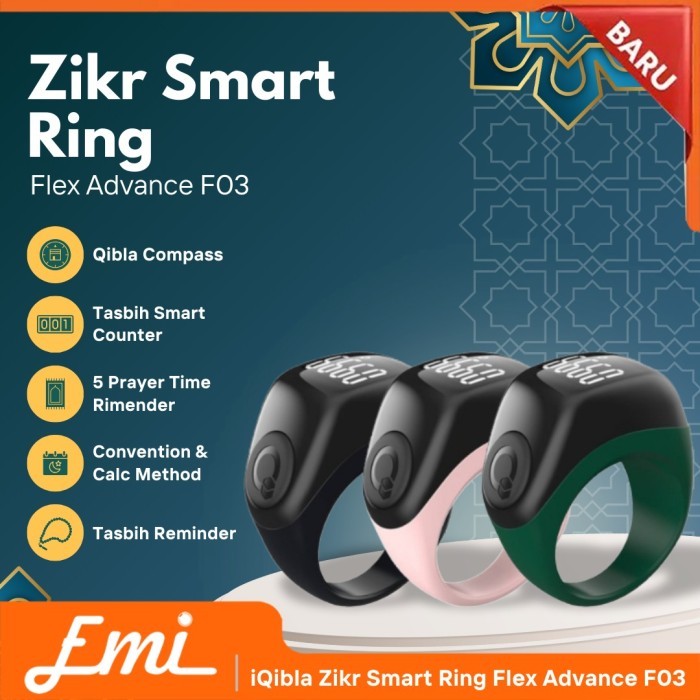 Jual iQibla Zikr Smart Ring Flex Advance F03 Cincin Zikir Tasbih Muslim Digital Screen OLED ...