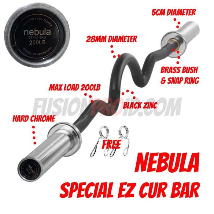 Jual Stick Barbel Ez Curl Bar Ob 47 200Lbs 8Kg 1.2M Olympic Bar Nebula ...