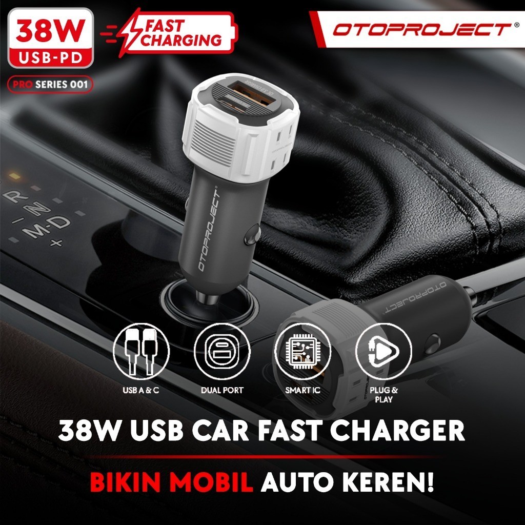 Jual Otoproject - Car Charger 38W (Usb A & C) Fast Charging Pro Series ...