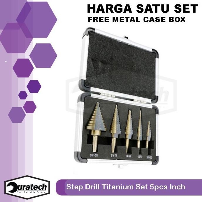 Jual ready ikura tools step drill 5pcs ukuran inch mata bor pagoda bor ...