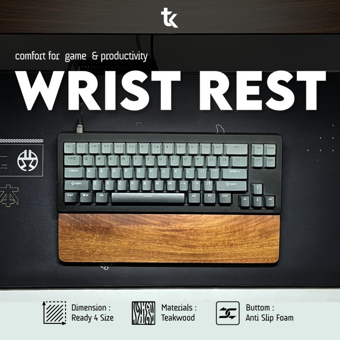 Jual Wrist Pad Pro By Teka/Arm Rest Keyboard - Free Laser Nama (Kayu ...