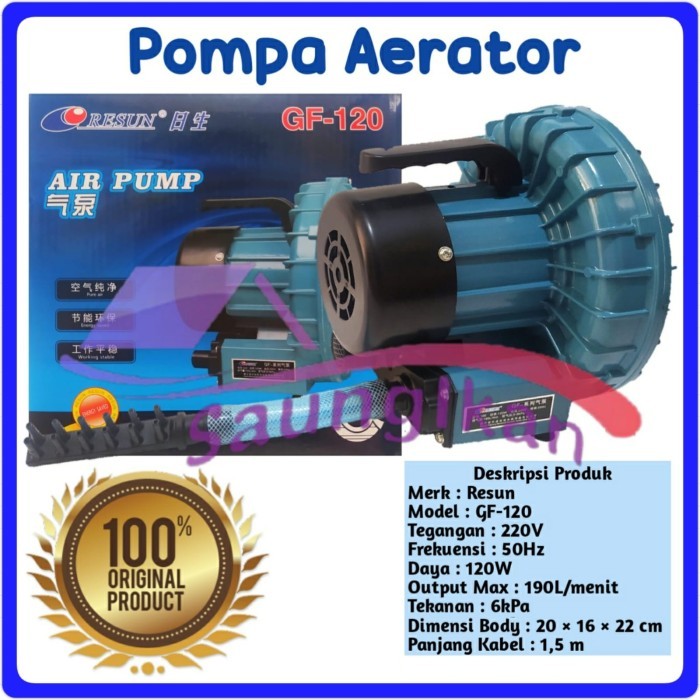 Jual Pompa Blower Udara Aerator Kolam Bio Flok RESUN GF 120 Original ...