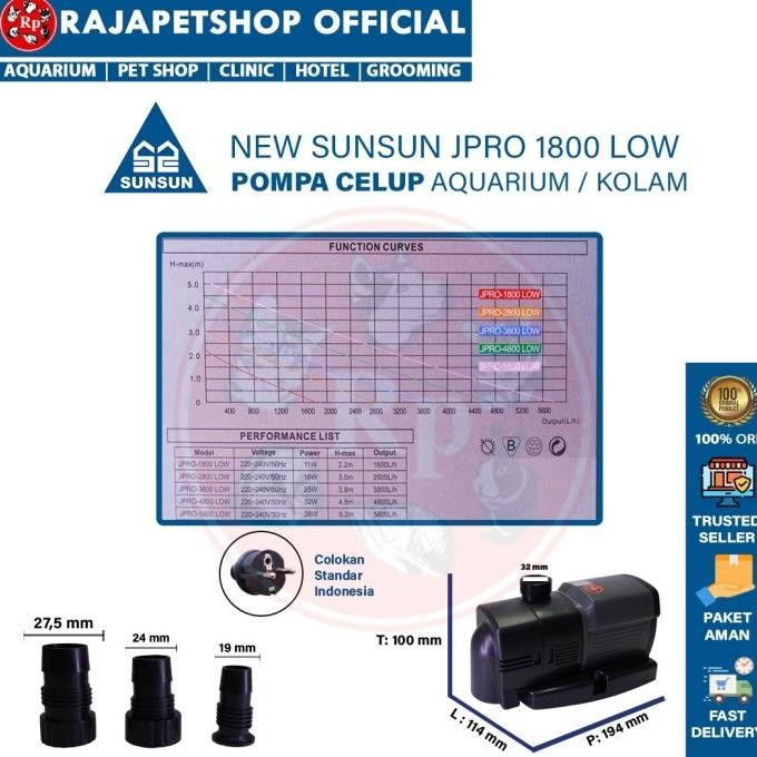Jual NEW SUNSUN JPRO 1800/2800/3800/4800/5800 LOW Pompa Celup Kolam ...