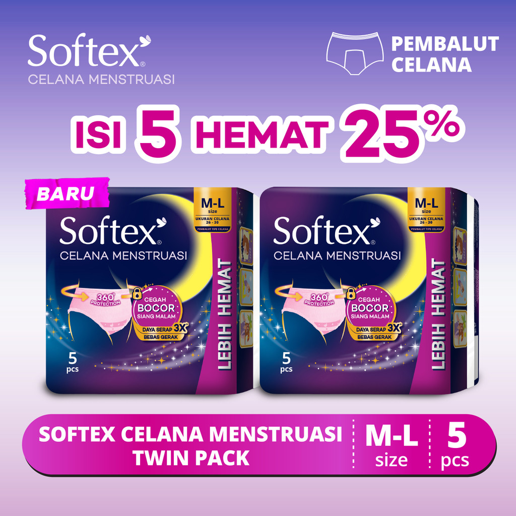 Jual Softex Celana Menstruasi M-L 5s x 2 Pack- Pembalut Celana ...