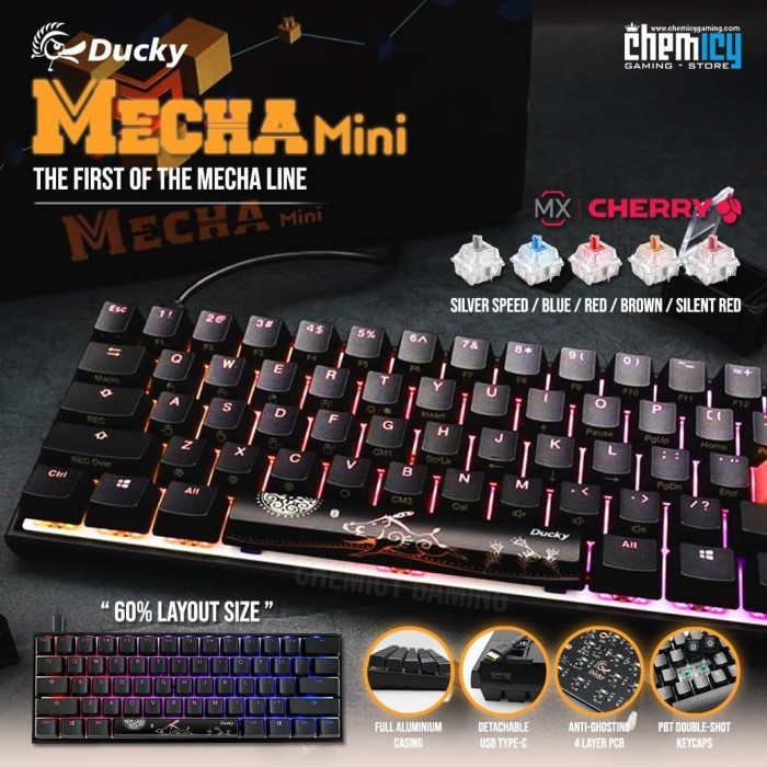 Jual Ducky Mecha Mini Rgb Light 60% Aluminium Mechanical Gaming ...