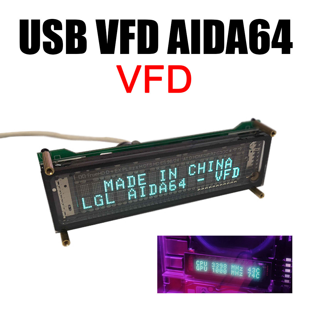 Jual HWG VFD Display AIDA64 Sub-screen VFD Clock USB2VFD AIDA64 Chassis ...