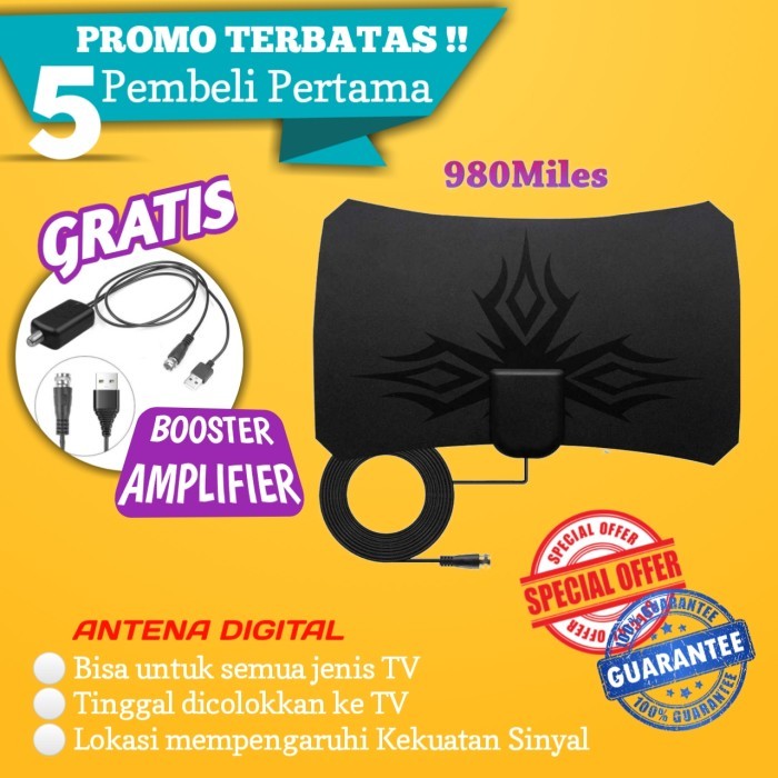 Jual Antene TV Digital LED dengan Penguat Sinyal Amplifier Booster ...