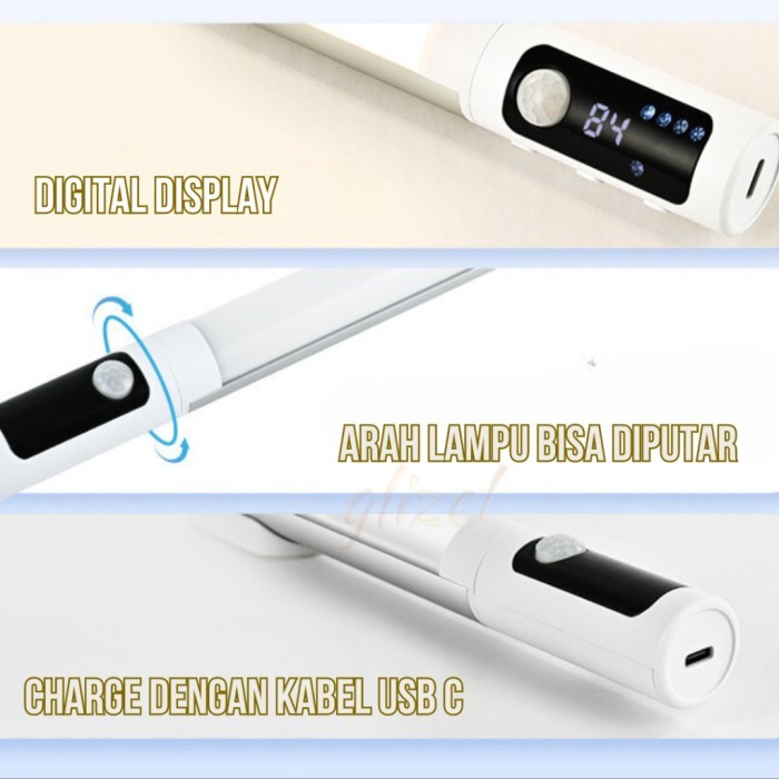 Jual Lampu Sensor Gerak Meja Belajar Lemari Baca Baterai Charge Tanpa ...