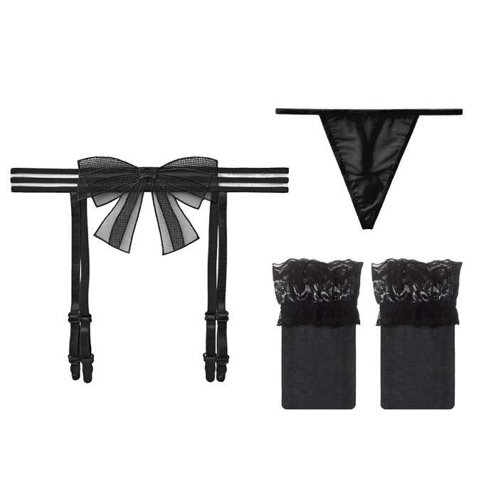 Jual Lingerie Sexy Hot Transparan Garter Belt G String Set Lingerie T10 ...