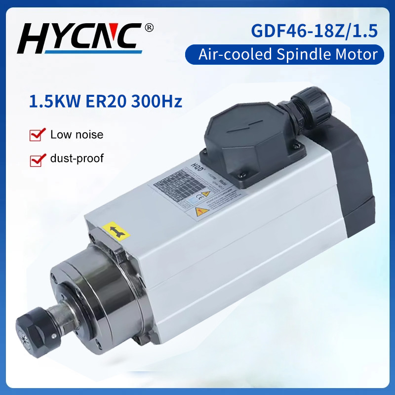 Jual ESKO HQD Air Cooled Spindle Motor CNC 1.5KW ER20 Air-cooled 18000RPM 300HZ Square Spindle ...