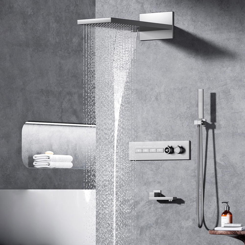 Jual Embedded Box Shower Faucet Ceiling Control LED Rainfall Shower ...
