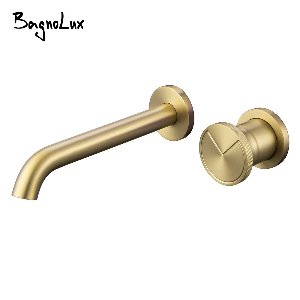 Jual Brushed Gold Basin Faucet Recessed Support Brass Concealed Sink ...