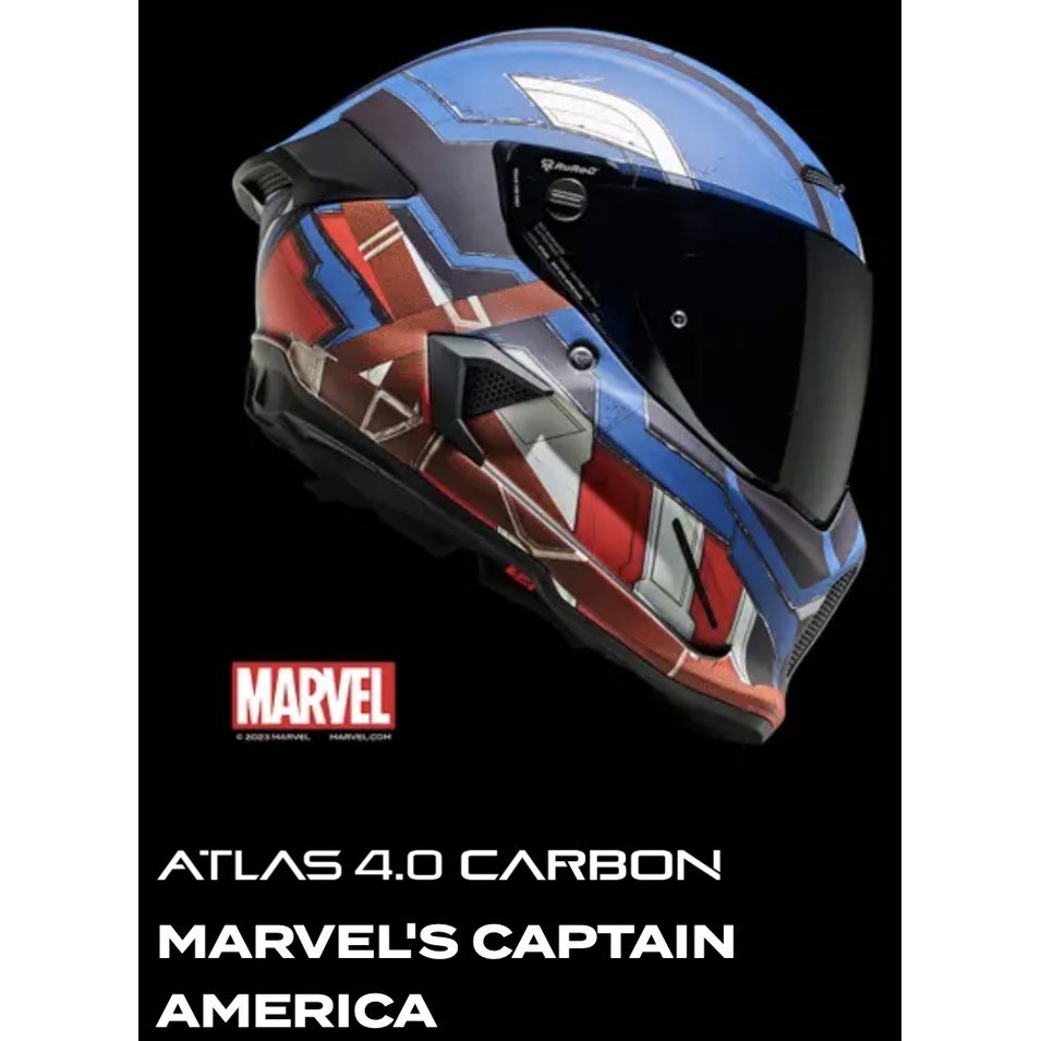 Jual RUROC ATLAS 4.0 CARBON HELMET - MARVEL'S CAPTAIN AMERICA. Helm ...