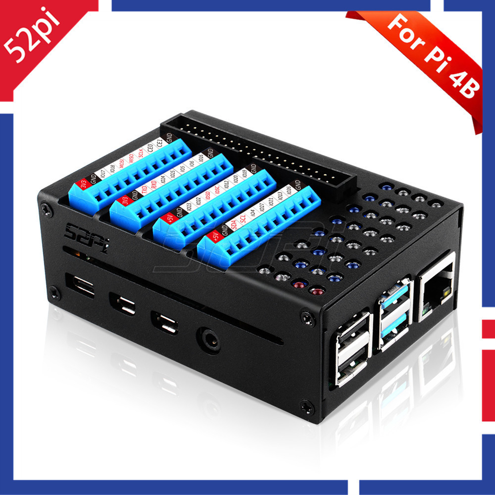 Jual JENNAIRA 52Pi Raspberry Pi 4 Model B GPIO Terminal Board with LED Metal Case For Raspberry ...