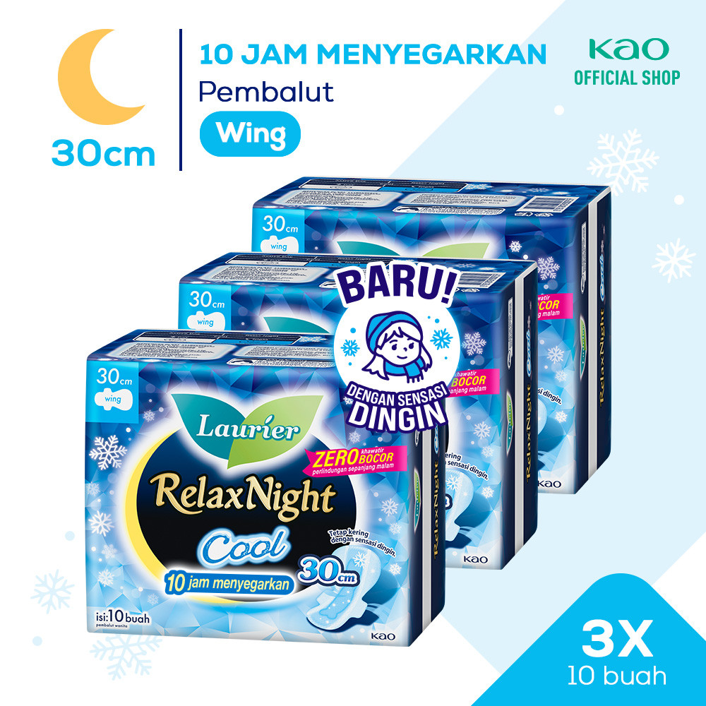 Jual Laurier Relax Night Cool Wing 30cm 10 pads Triplepack | Shopee ...