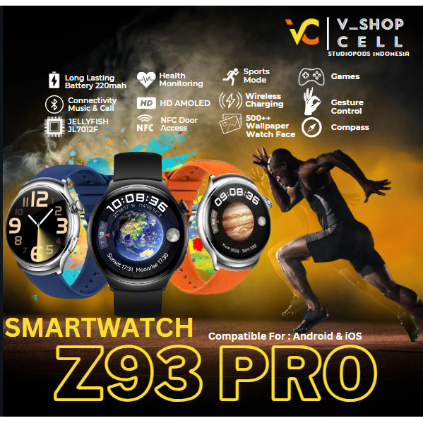Jual SMARTWATCH Z93 PRO AMOLED SPORTS HEALTH & NFC Support Android & iOS | Shopee Indonesia