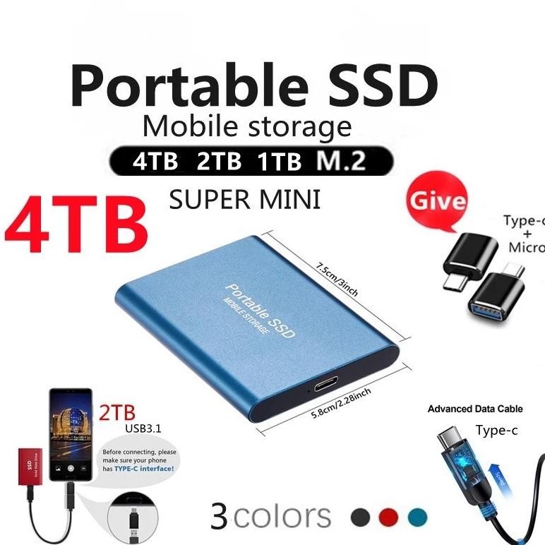 Jual harga terendah 24HPortable SSD External hard drives 1TB 2TB 4TB ...