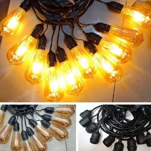 Jual Sale Paket Lampu Gantung Karnaval 10 Meter + 10 Lampu Filament ...