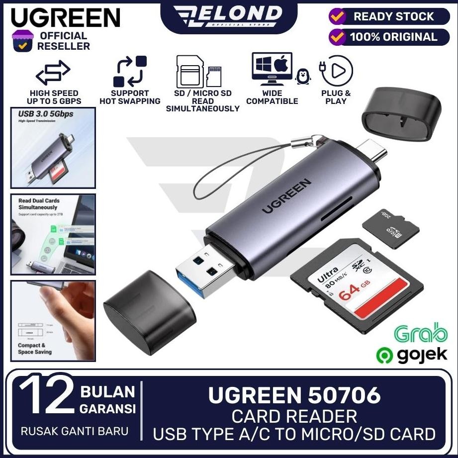 Jual UGREEN Card Reader USB A / USB C 3.0 Micro SD TF Adapter PC Laptop UGREEN 50706 | Shopee ...
