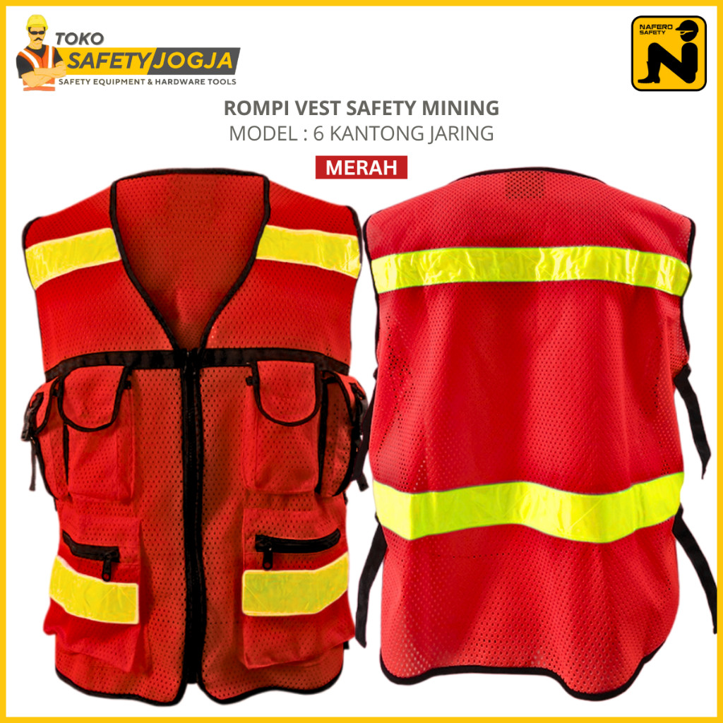 Jual NEW PRODUCT ROMPI SAFETY PROYEK 6 KANTONG SAKU 6 KANTUNG JARING ...