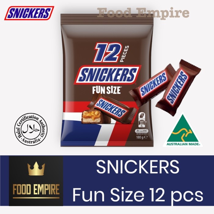 Jual Snickers Chocolate Fun Size 180 Gr Cokelat Snickers Australia Isi ...