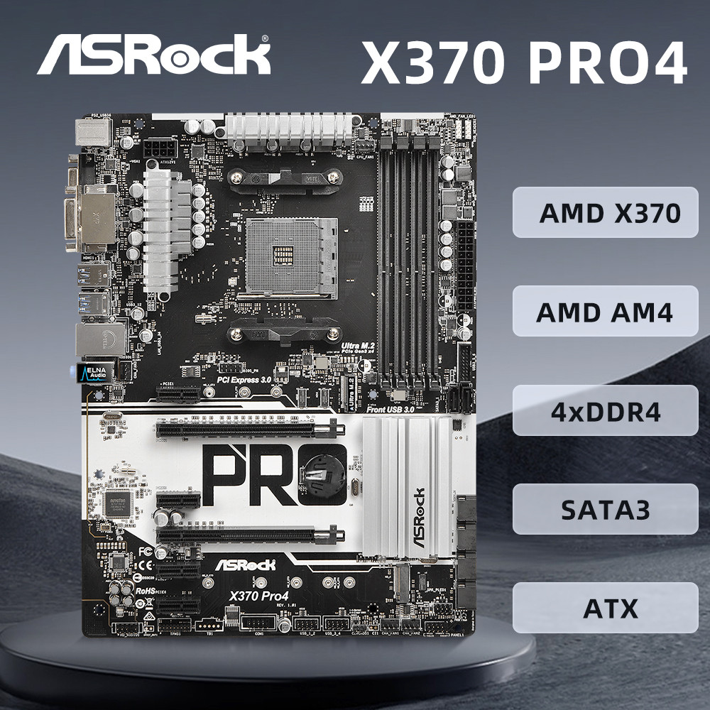 Jual AQS AMD X370 Pro4 Motherboard AMD X370 Socket AM4 Supports Ryzen 7 ...