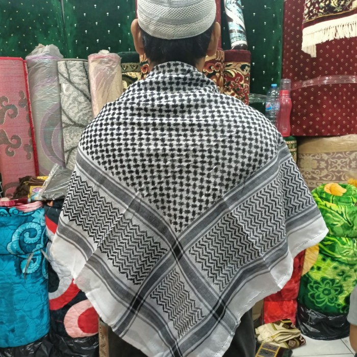 Jual Sorban Sorban Almas Arafat Hitam Putih Surban Almas Arafat motif ...