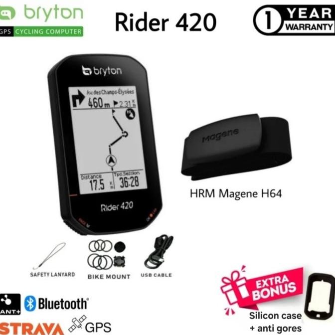 Jual Speedometer sepeda Bryton rider 420 bundling sensor HRM Magene ...