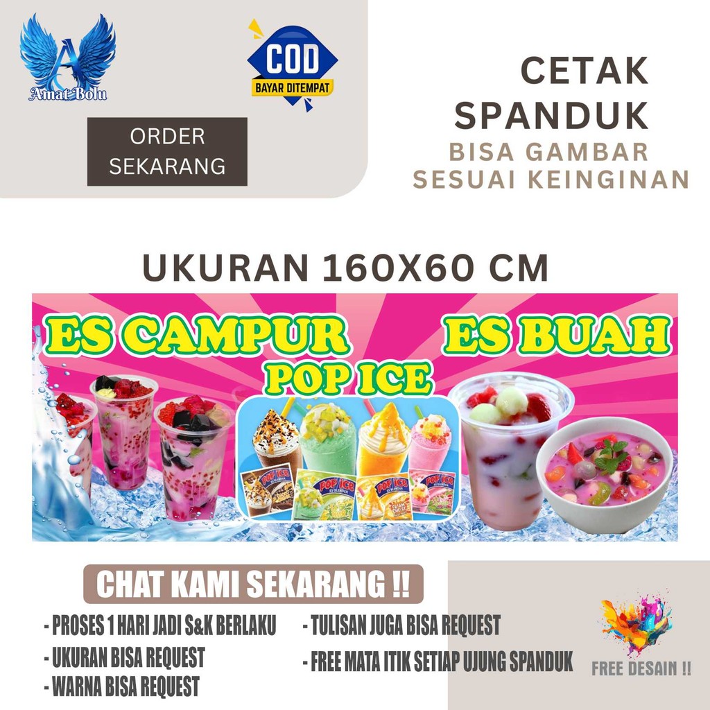 Jual Cetak Spanduk Banner ES CAMPUR,POP ICE,ES BUAH Costom Desain ...