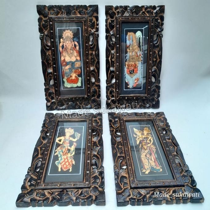 Jual _^_^_^] Hiasan dinding Lukisan bali dengan bingkai ukiran kayu ...