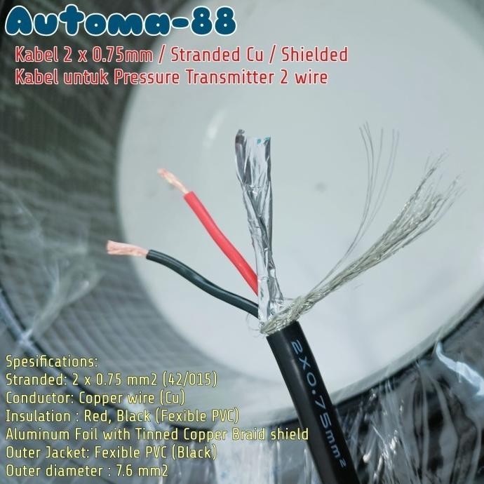 Jual Kabel Kontrol Analog Instrument stranded RVVP 2 x 0.75 mm mm2 Braid Shielded Aumunium Foil ...