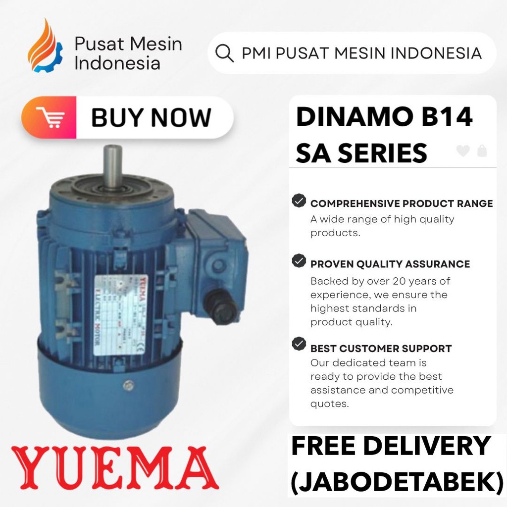 Jual ELEKTRO MOTOR YUEMA SA 2P 1,5KW 2HP 3PHASE 380V B14/ DINAMO ELECTRIC MOTOR/ ELECTRO MOTOR 3 ...