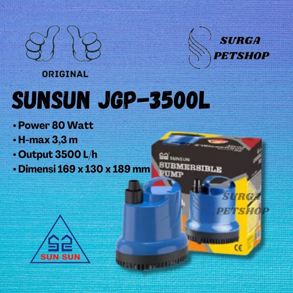 Jual POMPA AIR SUNSUN JGP 3500 L SUBMERSIBLE WATER PUMP KOLAM IKAN ...