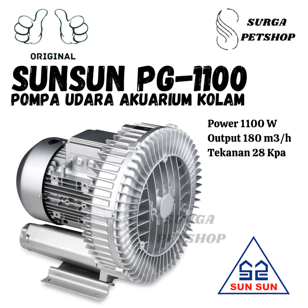 Jual SUNSUN PG 1100 Root Ring Blower Air Pump Aerator Oksigen Akuarium Kolam Ikan Tambak Udang ...