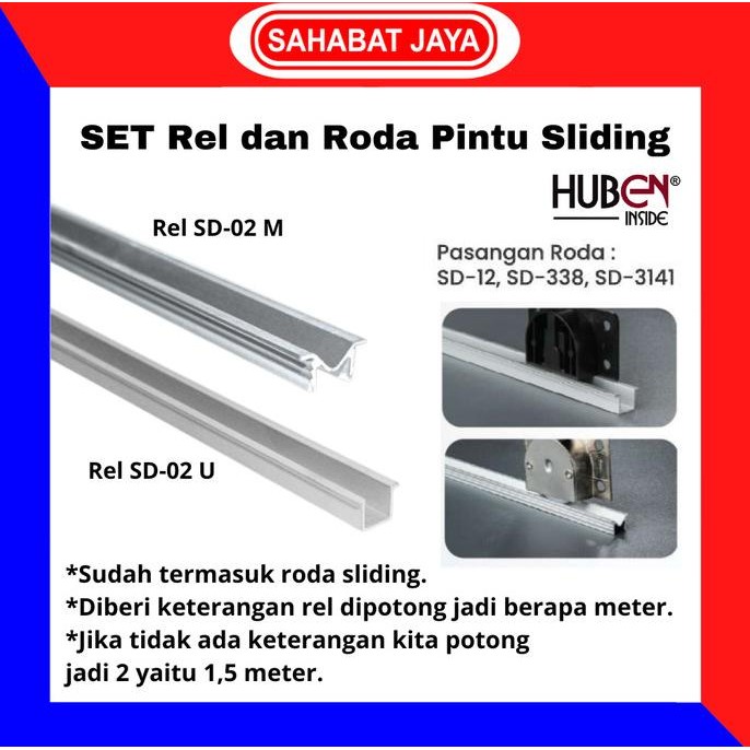 Jual CO SET Rel dan Roda Pintu Lemari Sliding Rel SD-02 U dan M HUBEN | Shopee Indonesia