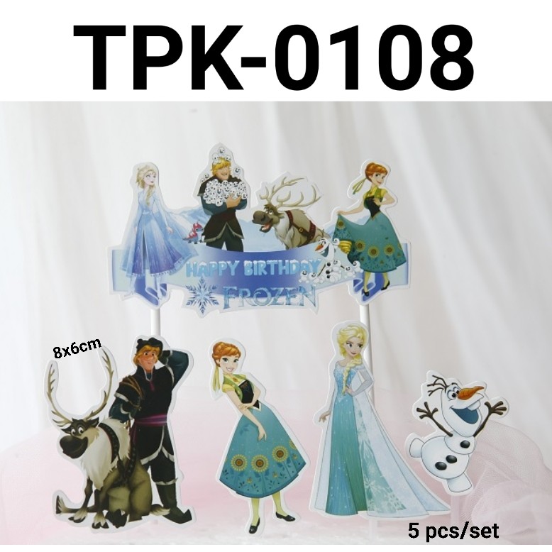 Jual TPK-0108 Topper kertas hiasan kue cake frozen elsa anna kristoff ...