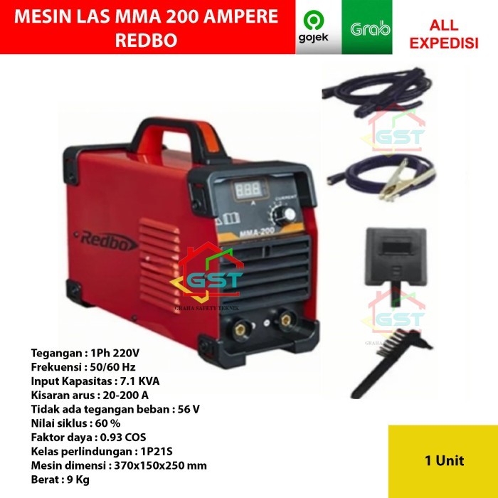Jual mesin las mma 200 ampere REDBO inverter travo las 200a | Shopee Indonesia