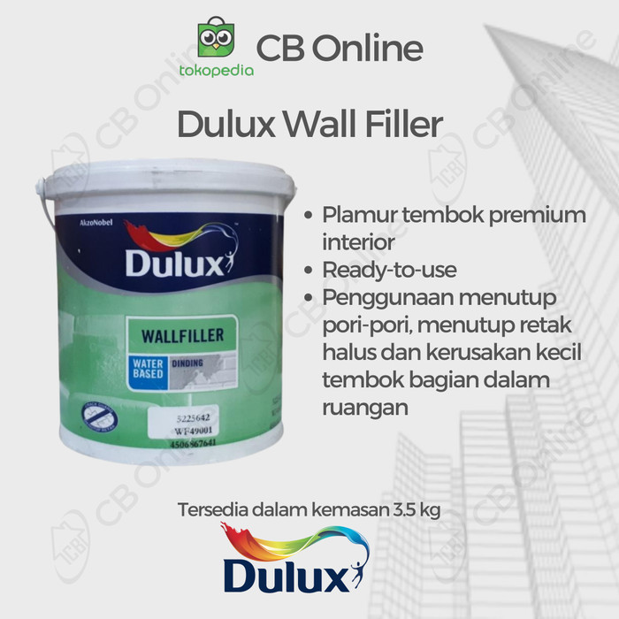 Jual DULUX PLAMUR TEMBOK DALAM DULUX WALL FILLER - 3.5 KG | Shopee ...