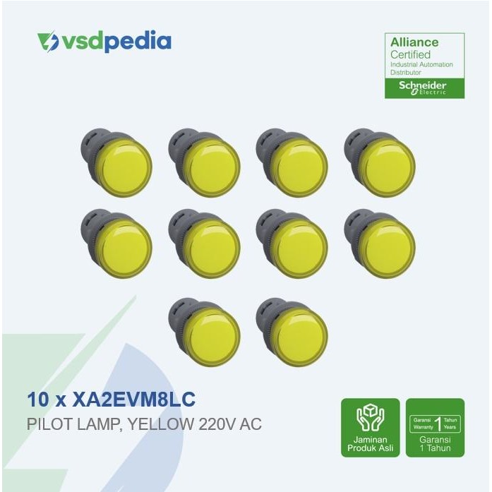 Jual Schneider Electric XA2 Pilot Light 22mm 220VAC Kuning XA2EVM8LC ...