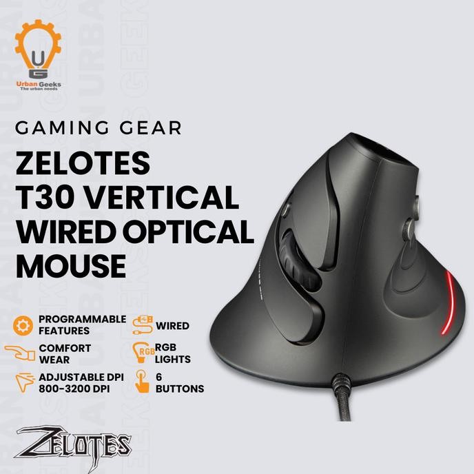Jual CO Zelotes T30 Ergonomic Vertical Wired Gaming Mouse | 6 ...
