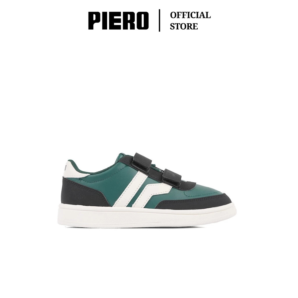 Jual PIERO SEPATU SNEAKERS COURT DERBY JR GREEN BLACK OFF WHITE ...