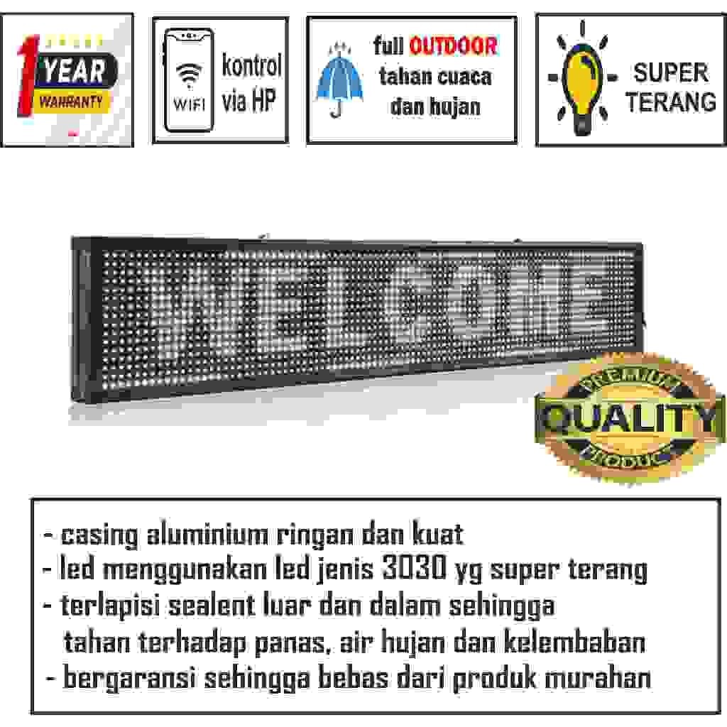 Jual running text outdoor custom ukuran 20cm x 260cm warna white putih ...