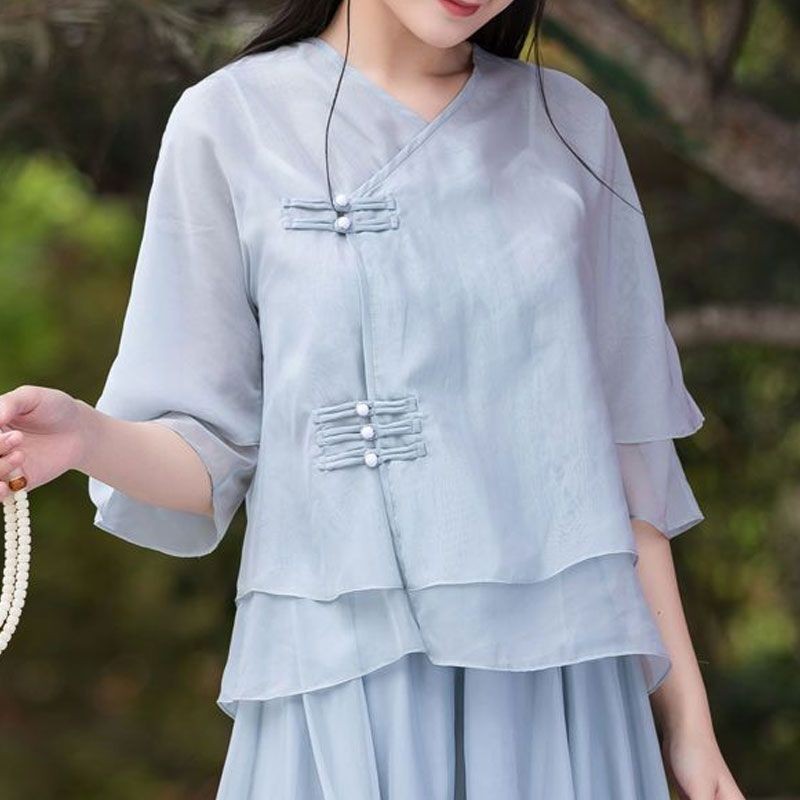 Jual Autumn Vintage Hanfu Dress for Women, Chinese Style Two-Piece Zen ...
