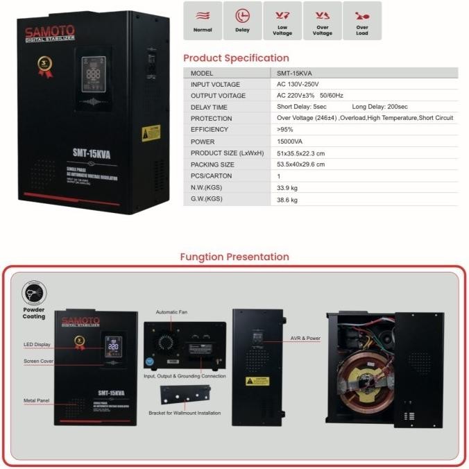Jual STABILIZER STAVOL SAMOTO AVR LISTRIK SMT-15KVA 15.000 VA 1 PHASE ...