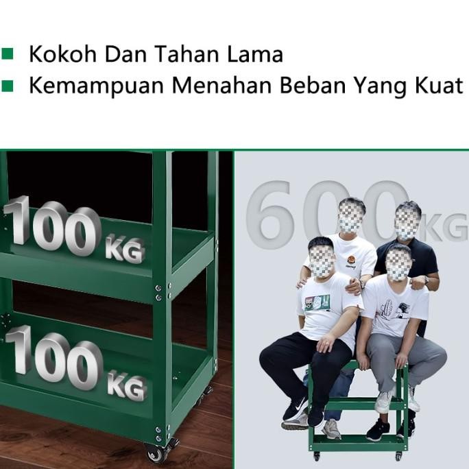 Jual Isku Troli Bengkel 3 Susun Trolley Trolly Besi Rak Tools Meja ...