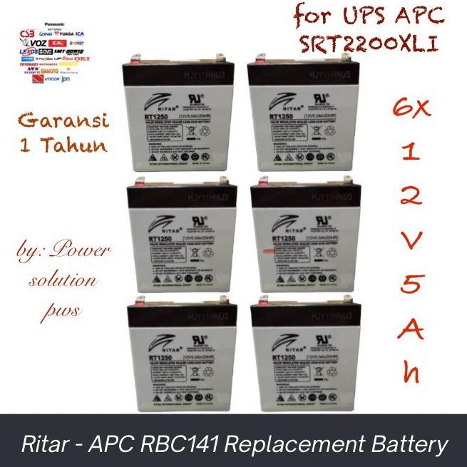 Jual Ritar 6x 12V 5Ah - Apc Rbc141 Replacement Battery For Ups ...