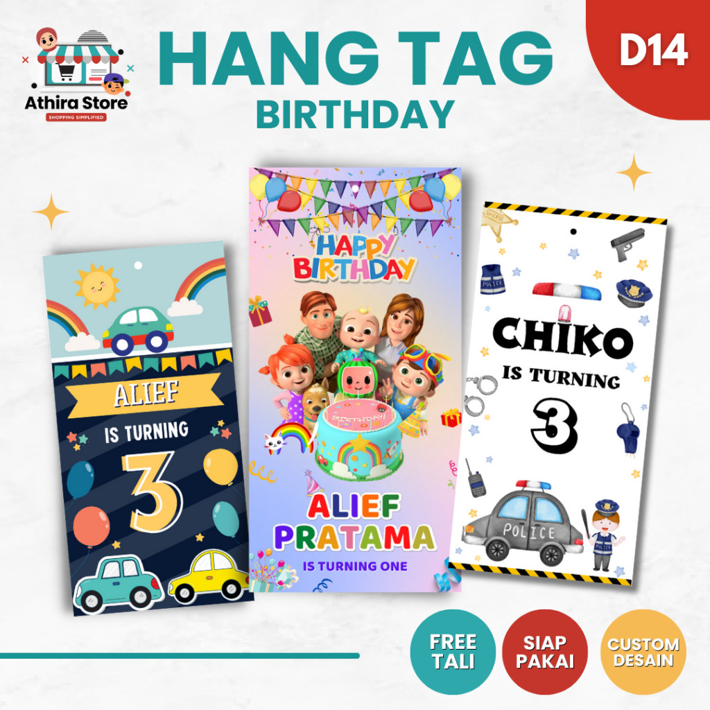 Jual D14 Hang tag ulang tahun birthday / kartu ucapan birthday ...