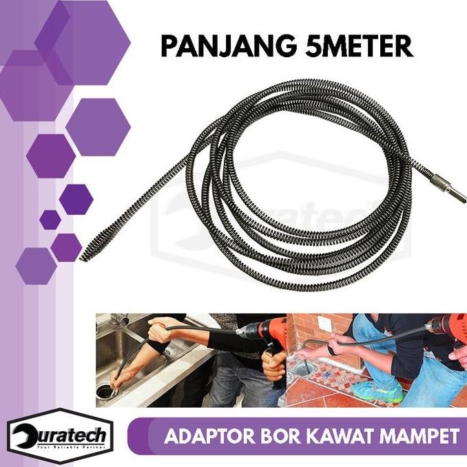 Jual Alat Jepit Kawat Pembersih Saluran Mampet Panjang 5 Meter 10 Meter Adaptor Bor Kawat Sling ...