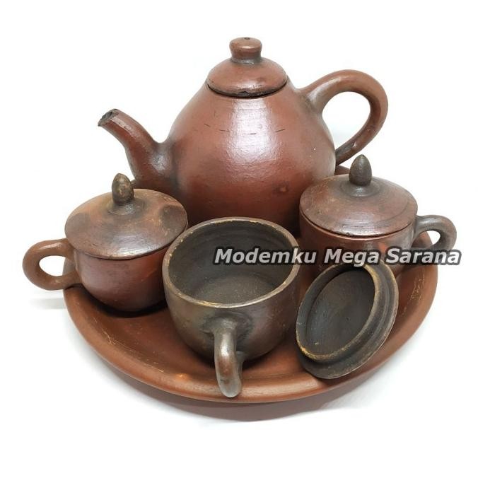 Jual hj-54 Set Teko Cangkir Teh Poci Gerabah Tanah Liat Tradisional ...